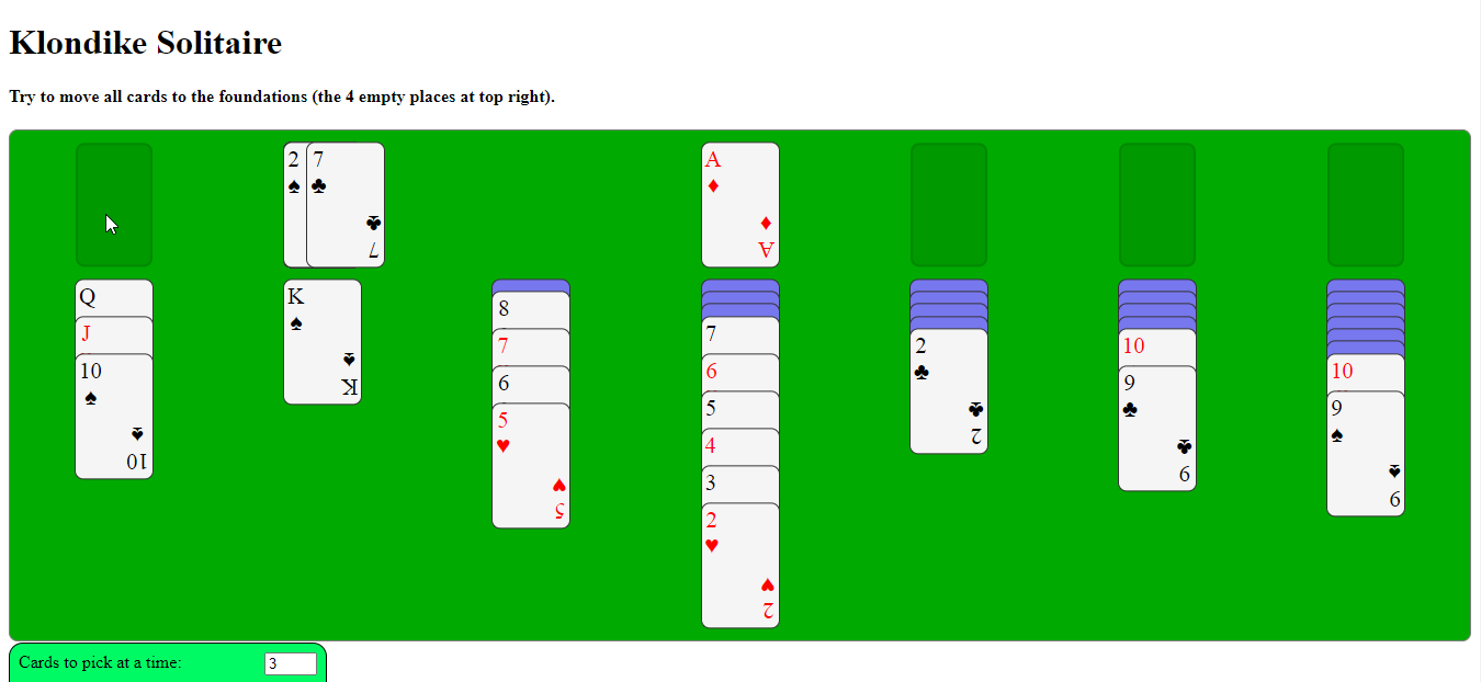 Klondike Solitaire Card Game in JavaScript Free Source Code | SourceCodester